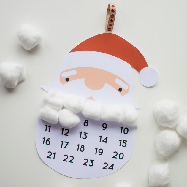 Santa Beard Christmas Countdown Craft for Kids – Inspire My Play